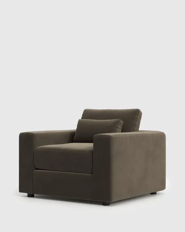 Quince Ashford Deep Seat Chair And A Half In Performance Velvet - Pine