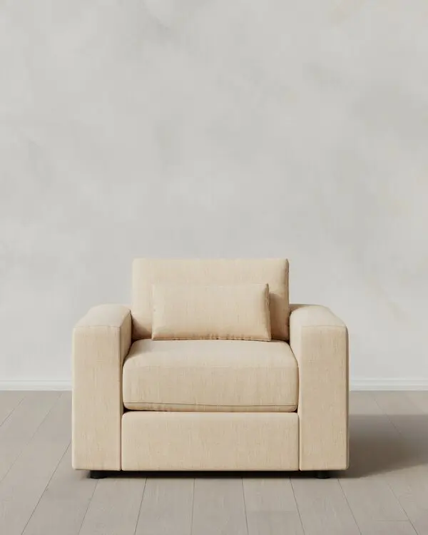 Quince Ashford Deep Seat Chair And A Half In Performance Chenille Linen Blend - Eggshell