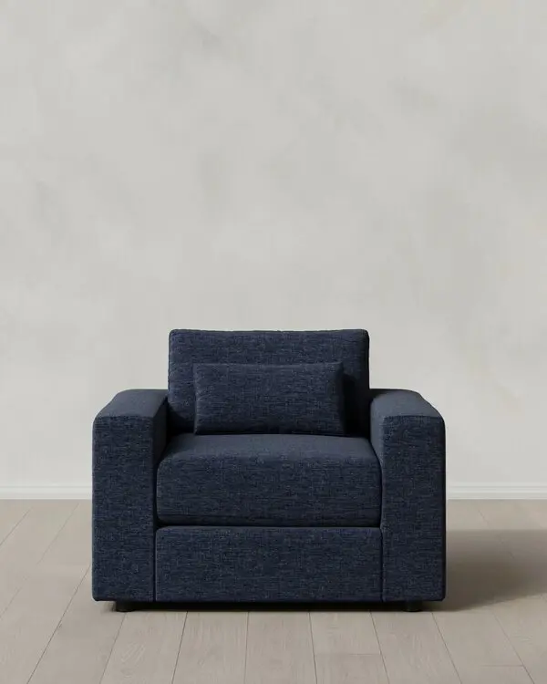 Quince Ashford Deep Seat Chair And A Half In Performance Chenille Linen Blend - Ink