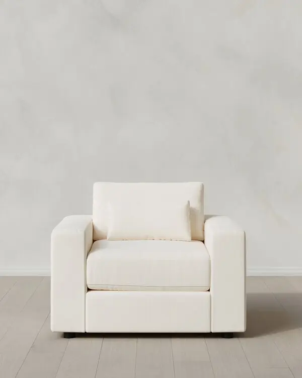 Quince Ashford Deep Seat Chair And A Half In Performance Chenille Linen Blend - Marshmallow