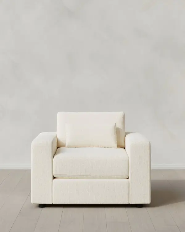 Quince Ashford Deep Seat Chair And A Half In Performance Chenille Linen Blend - Snow