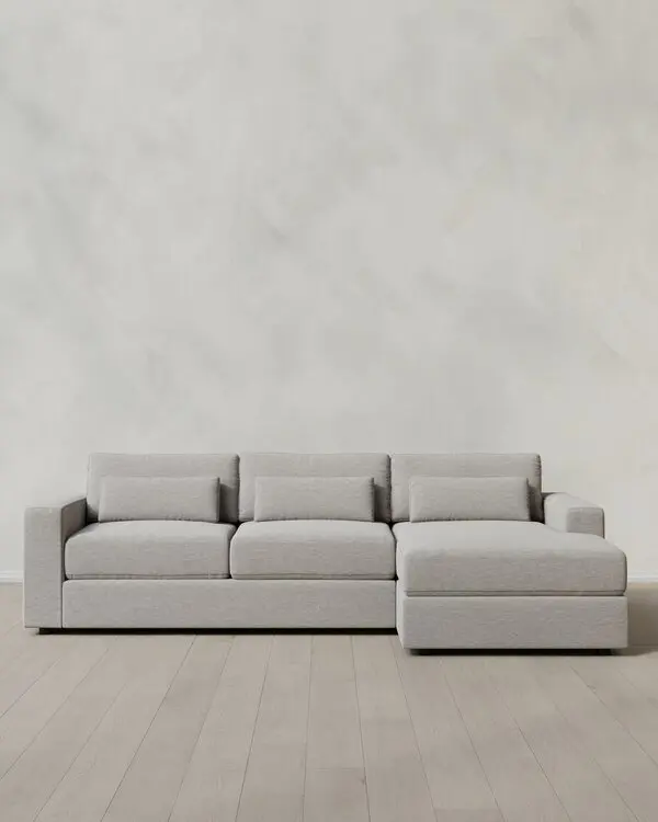 Quince Ashford Deep Seat Chaise Sectional In Performance Basketweave - Fog