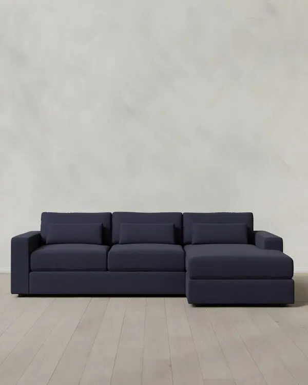 Quince Ashford Deep Seat Chaise Sectional In Performance Basketweave - Navy