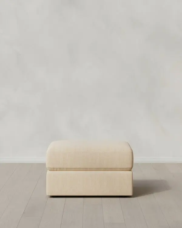 Quince Ashford Deep Seat Ottoman In Performance Chenille Linen Blend - Eggshell