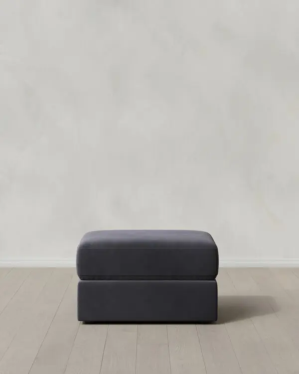 Quince Ashford Deep Seat Ottoman In Performance Velvet - Gunmetal