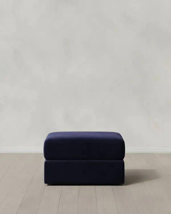 Quince Ashford Deep Seat Ottoman In Performance Velvet - Midnight