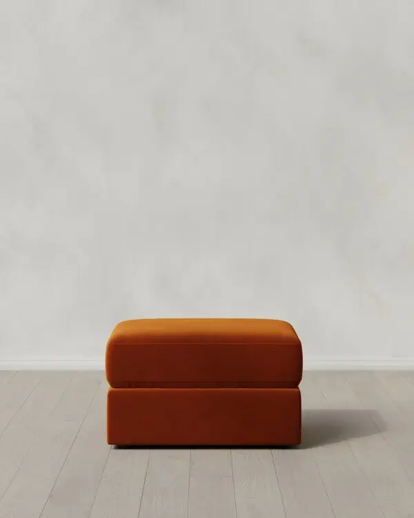 Quince Ashford Deep Seat Ottoman In Performance Velvet - Rust