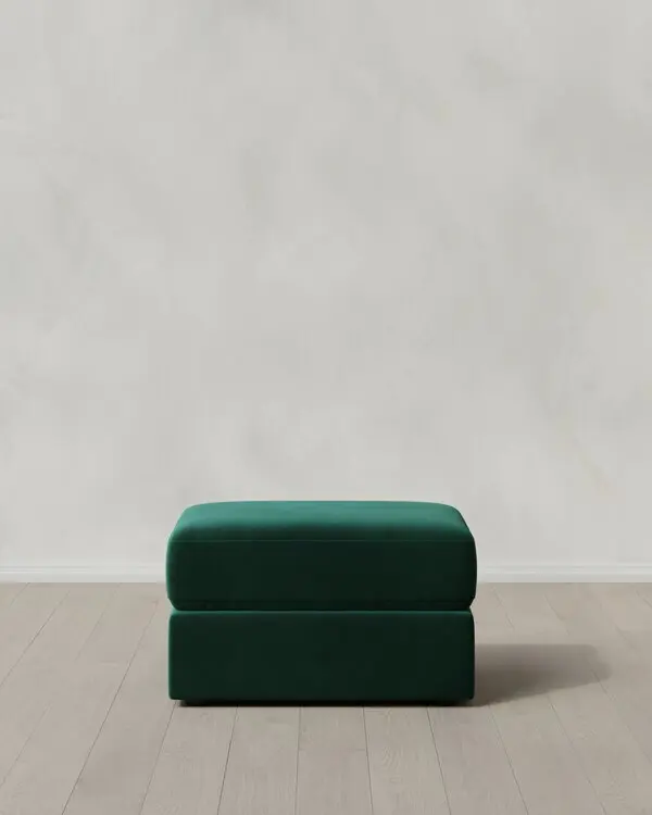 Quince Ashford Deep Seat Ottoman In Performance Velvet - Spruce