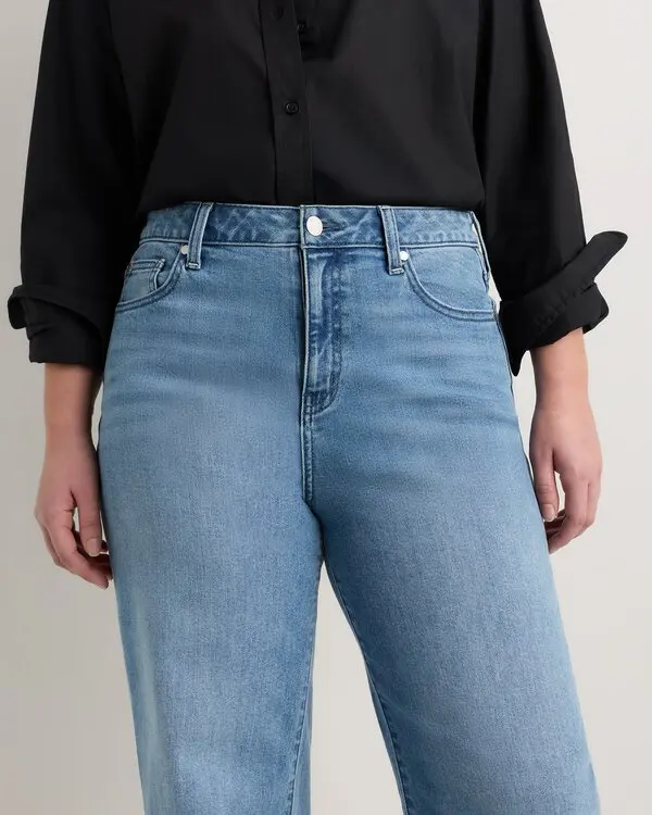 Quince Curvy Bella Stretch Wide Leg Jeans - Seaside Blue