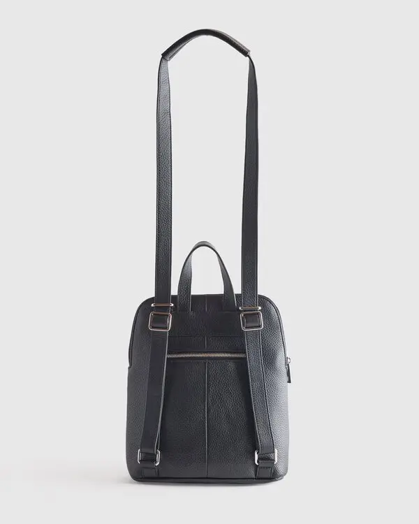 Quince Italian Leather Mini Convertible Backpack - Black