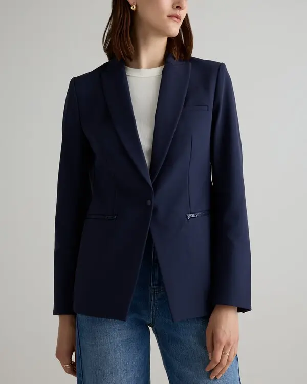 Quince Convertible Single-breasted Scuba Blazer - Deep Navy