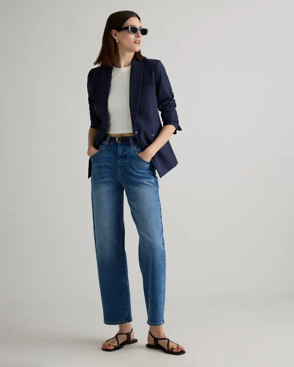Quince Convertible Single-breasted Scuba Blazer - Deep Navy