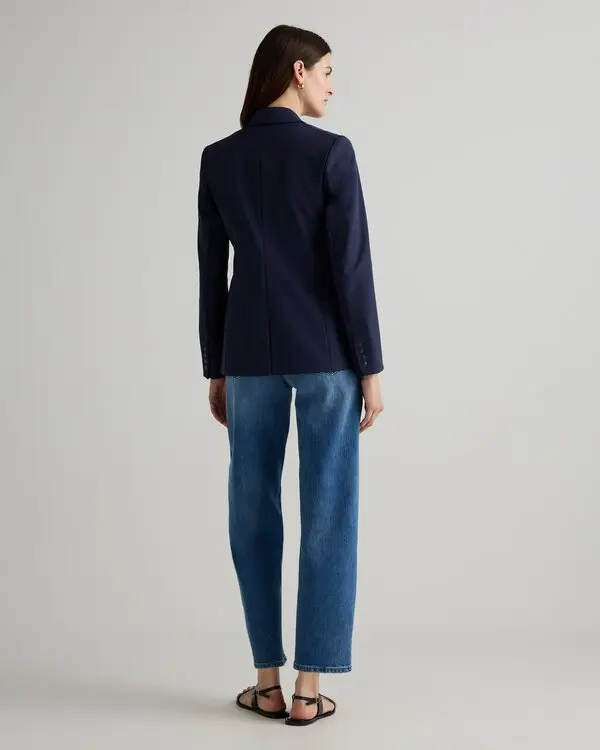 Quince Convertible Single-breasted Scuba Blazer - Deep Navy