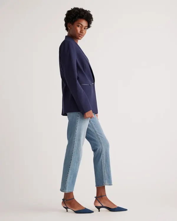 Quince Convertible Single-breasted Scuba Blazer - Navy