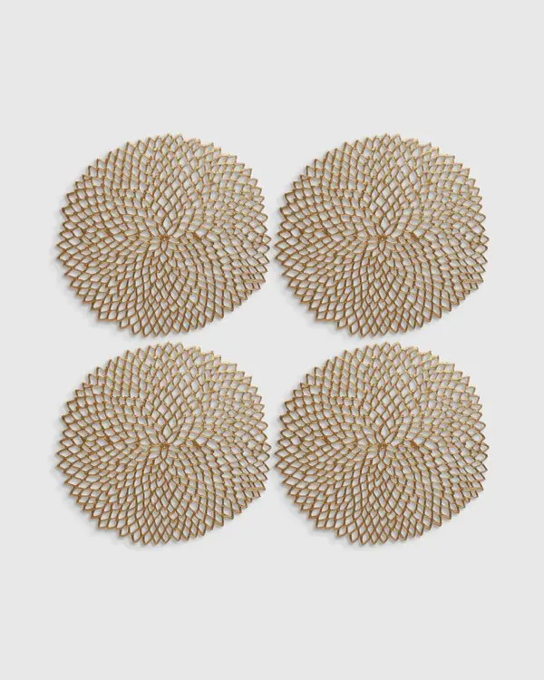 Quince Chilewich Pressed Dahlia Placemats, Set Of 4 - Brass