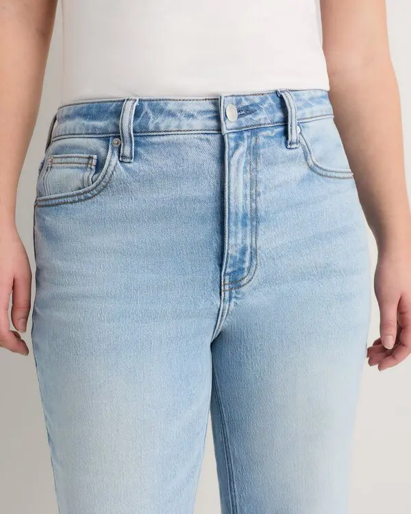 Quince Curvy Bella Stretch Relaxed Straight Jeans - Cool Blue
