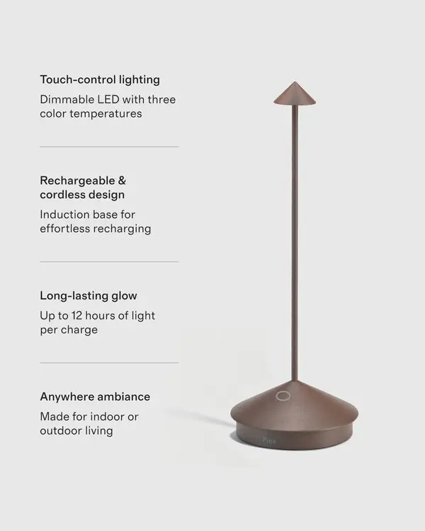 Quince Zafferano America Pina Pro Rechargeable Table Lamp Zafferano - Rust