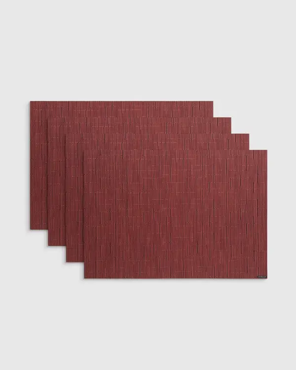 Quince Chilewich Bamboo Easy-care Rectangular Placemat, Set Of 4 - Cranberry