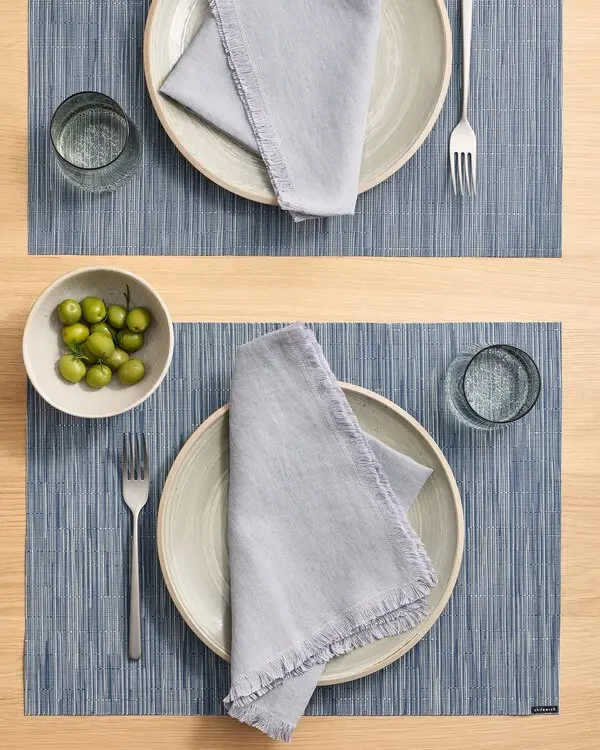 Quince Chilewich Bamboo Easy-care Rectangular Placemat, Set Of 4 - Rain