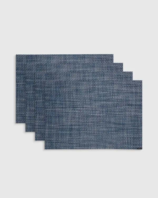 Quince Chilewich Basketweave Easy-care Rectangular Placemat, Set Of 4 - Denim
