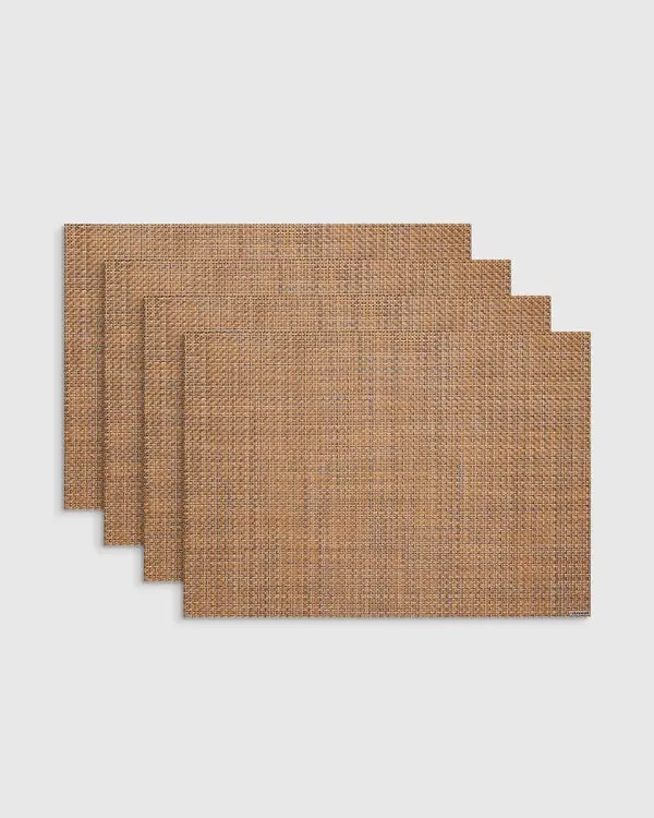 Quince Chilewich Basketweave Easy-care Rectangular Placemat, Set Of 4 - Teak