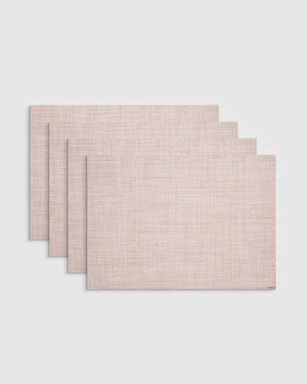 Quince Chilewich Mini Basketweave Easy-care Rectangular Placemat, Set Of 4 - Blush