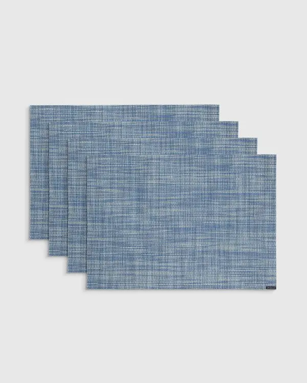 Quince Chilewich Mini Basketweave Easy-care Rectangular Placemat, Set Of 4 - Chambray