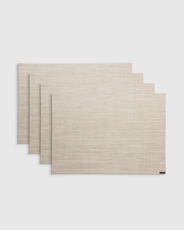 Quince Chilewich Mini Basketweave Easy-care Rectangular Placemat, Set Of 4 - Parchment