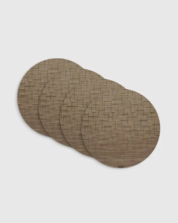 Quince Chilewich Bamboo Easy-care Round Placemat, Set Of 4 - Camel