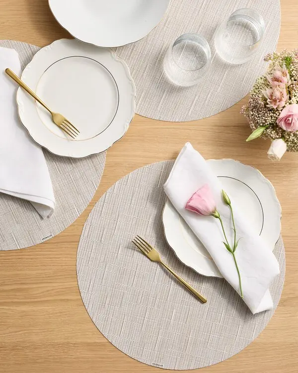 Quince Chilewich Bamboo Easy-care Round Placemat, Set Of 4 - Coconut