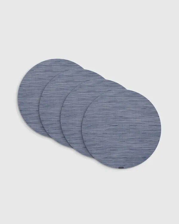 Quince Chilewich Bamboo Easy-care Round Placemat, Set Of 4 - Rain