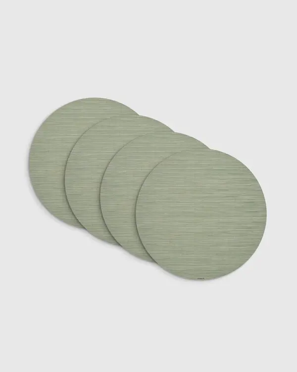 Quince Chilewich Bamboo Easy-care Round Placemat, Set Of 4 - Spring Green