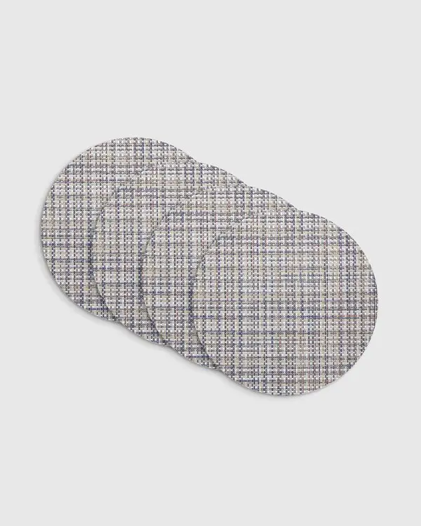 Quince Chilewich Basketweave Easy-care Round Placemat, Set Of 4 - Bon Bon