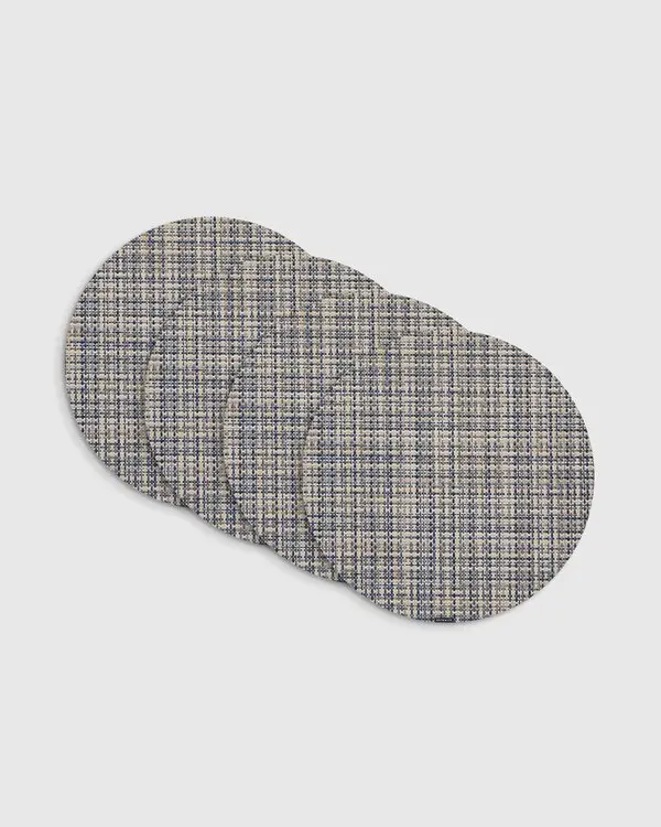 Quince Chilewich Basketweave Easy-care Round Placemat, Set Of 4 - Coast