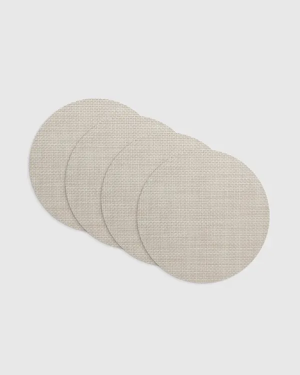 Quince Chilewich Basketweave Easy-care Round Placemat, Set Of 4 - Khaki