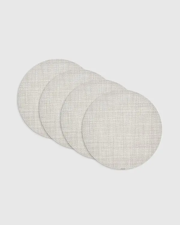 Quince Chilewich Basketweave Easy-care Round Placemat, Set Of 4 - Natural