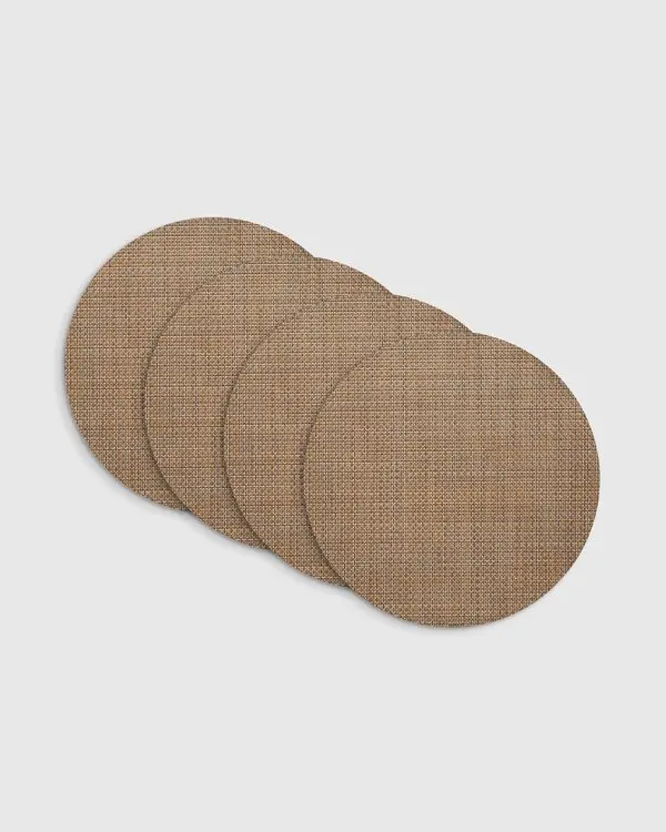 Quince Chilewich Basketweave Easy-care Round Placemat, Set Of 4 - Teak