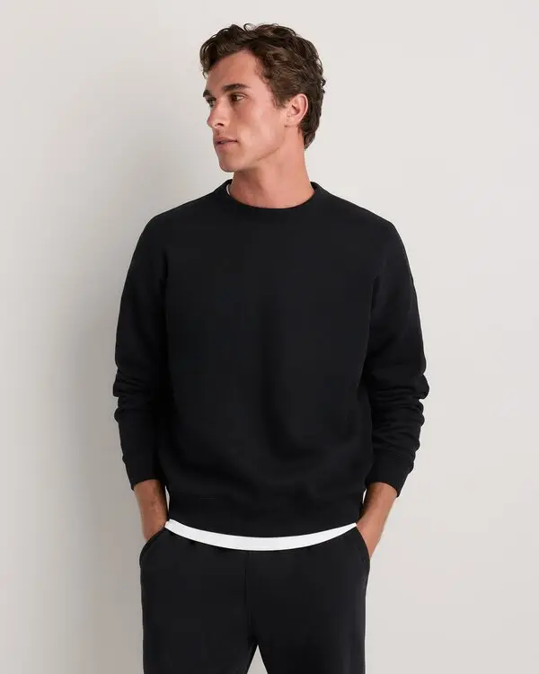 Quince Everyday Fleece Crewneck Pullover - Black