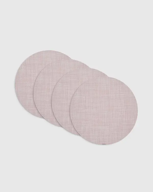 Quince Chilewich Mini Basketweave Easy-care Round Placemat, Set Of 4 - Blush