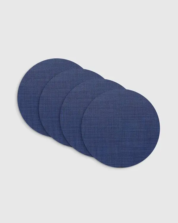 Quince Chilewich Mini Basketweave Easy-care Round Placemat, Set Of 4 - Indigo