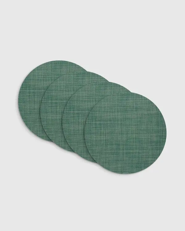 Quince Chilewich Mini Basketweave Easy-care Round Placemat, Set Of 4 - Ivy