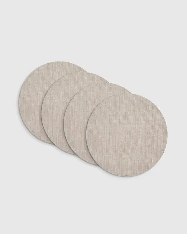 Quince Chilewich Mini Basketweave Easy-care Round Placemat, Set Of 4 - Parchment