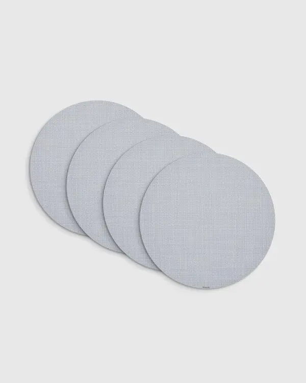 Quince Chilewich Mini Basketweave Easy-care Round Placemat, Set Of 4 - Sky