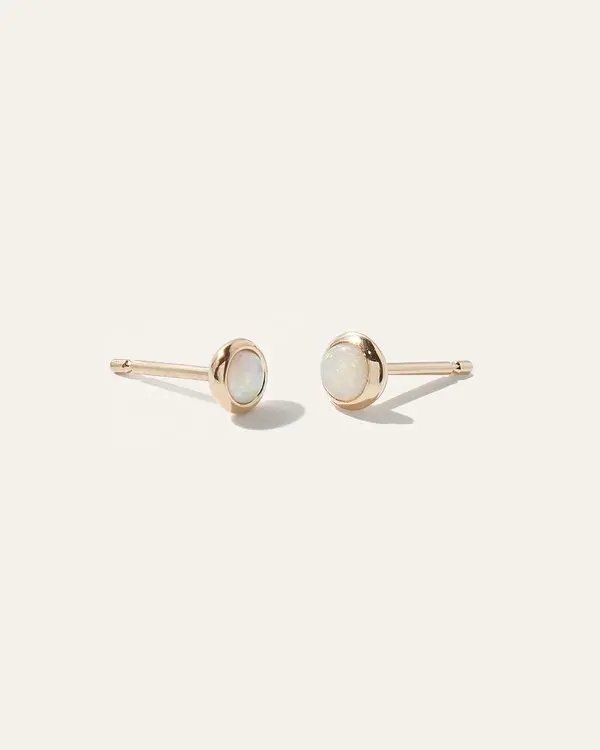 Quince 14k Gold Mini Opal Cabochon Studs