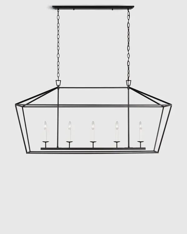 Quince Traditional Steel Linear Lantern Chandelier