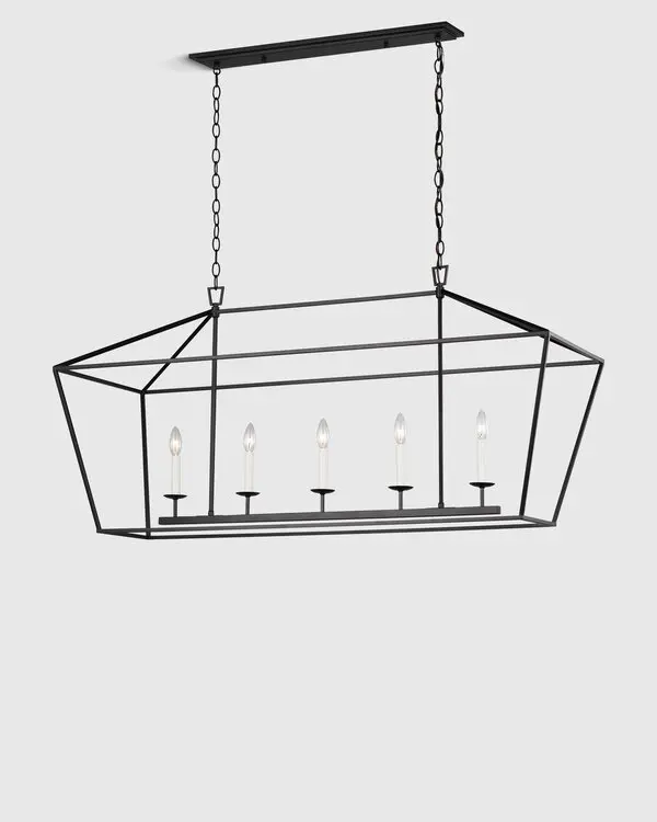 Quince Traditional Steel Linear Lantern Chandelier