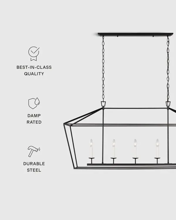 Quince Traditional Steel Linear Lantern Chandelier