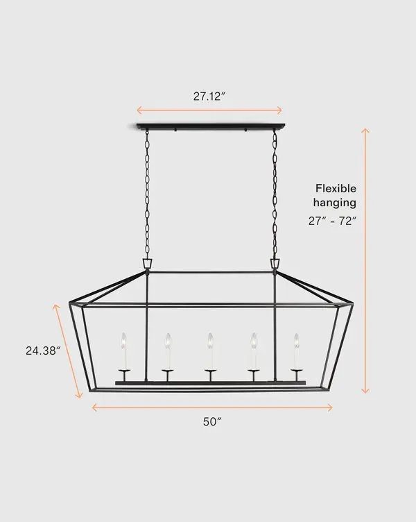Quince Traditional Steel Linear Lantern Chandelier