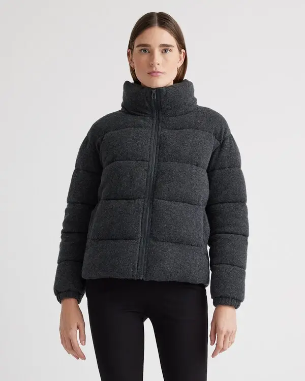 Quince Cashmere Puffer Jacket - Charcoal