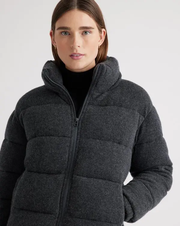 Quince Cashmere Puffer Jacket - Charcoal